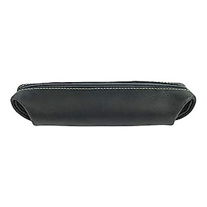 Hide & Drink, Pencil Case with Zipper - Handmade from Full Grain Leather - Convenient For School or Art Supplies, Pens, Pencils, Brushes, Makeup Bag - Perfect for Backpacks - Charcoal Black