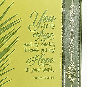 Put My Hope Palm Frond Green and Gold Tone Large Faux Leather Bible Cover