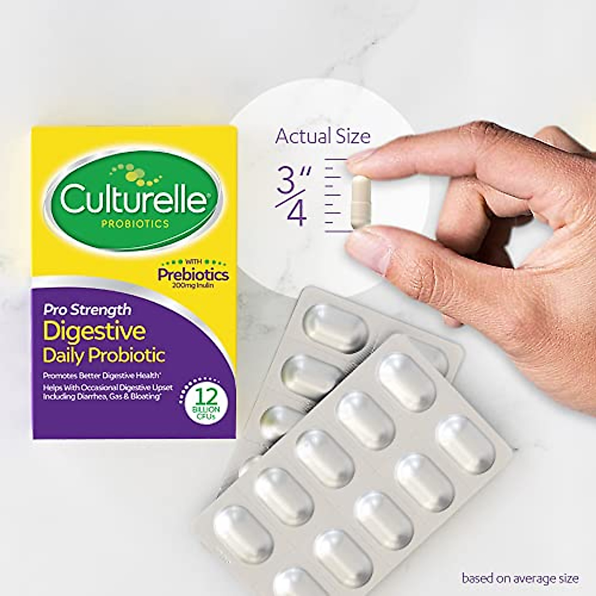 Culturelle Pro Strength Daily Probiotics For Digestive Health (2 Month Supply) with Prebiotics for Women & Men, Supports Occasional Diarrhea, Gas & Bloating, Gluten & Soy Free, 60 Count