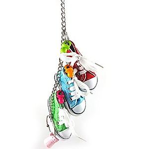 SONGBIRDTH Parrot Chew Toys - Colorful Hanging Pet Bird Parrot Chewing Biting Sports Shoes Toy Cage Decorationy for Medium and Small Parrot Random Color