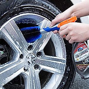 3pcs/Set Blue Long Brush for Rims and Tires Brush for Car Tire Brushes for Cleaning Wheels Wash Brush with Handle Supplies Special Tools for Auto Wash Brush Motorcycle Accessory Offroad Cleaning Pole