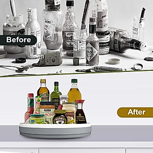 Fabutendus Large Lazy Susan for countertop, 12'' White Refrigerator Lazy Susan Organizer, Turntable Organizer with Non-Slip Pad, Sturdy Lazy Susan for Dining Table