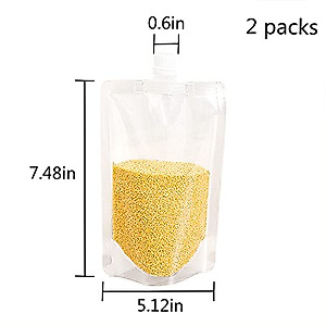 Grain Moisture-Proof Sealed Bag,6Pack Transparent Grain Storage Suction Bags,2 funnels,reusable, with carrying handle(2pcs 500ml,2pcs 1.5L,2pcs 2L)