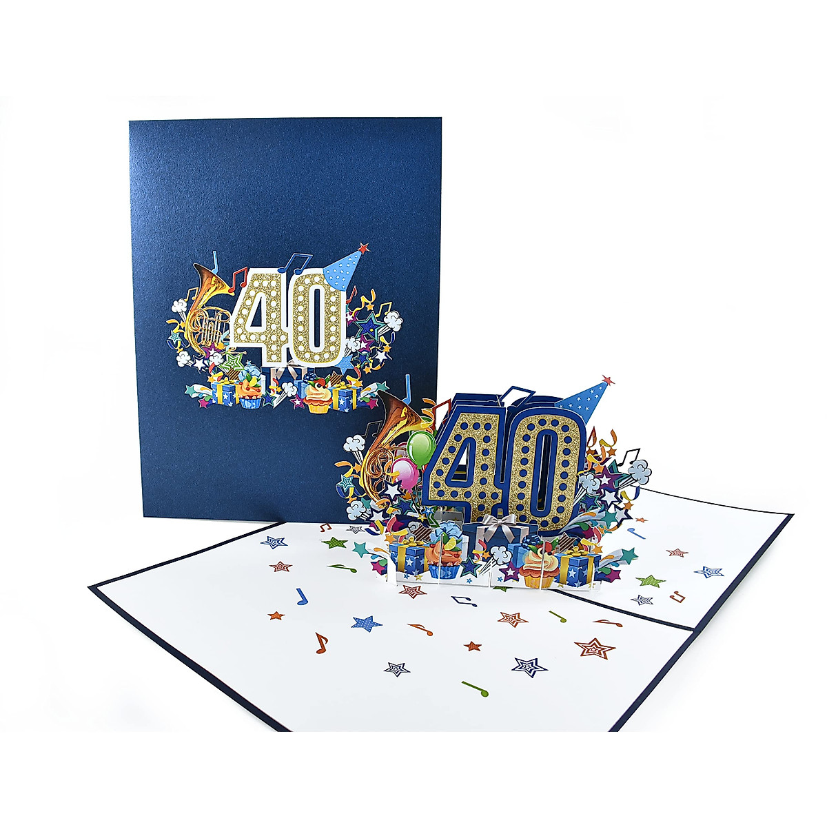 Teabug Cards Happy Birthday Pop Up 3D Greeting Card with Numbers (40th Blue)