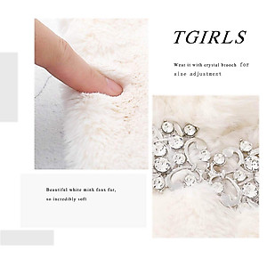 Tgirls Women's Wedding Faux Fur Shawl and Wrap Bridal Fur Stole Cape Cloak Fur Scarf for Bride and Bridesmaids (White)