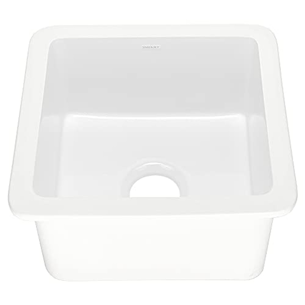 Sinkology P800-B36 Eden Undermount 18 in. Single Bowl Bar/Prep Strainer Drain Fireclay Kitchen Sink Kit, Crisp White