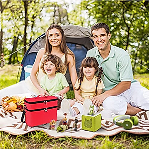 DDgro Tonies Figures Storage Bag for Toniebox Starter Set, Home and Outdoor Carrying Case Organizer for Figurine Characters, Audio Player Box, Charger & Headphone, Bag Only (Large, Red)