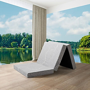 MUUEGM Tri Folding Mattress 4 Inch Twin Trifold Memory Foam Mattress Foldable Bed Mattress with Washable Cover Portable Mattress for Yoga/Camping/RV/Guest Beds,CertiPUR-US Certified,Grey