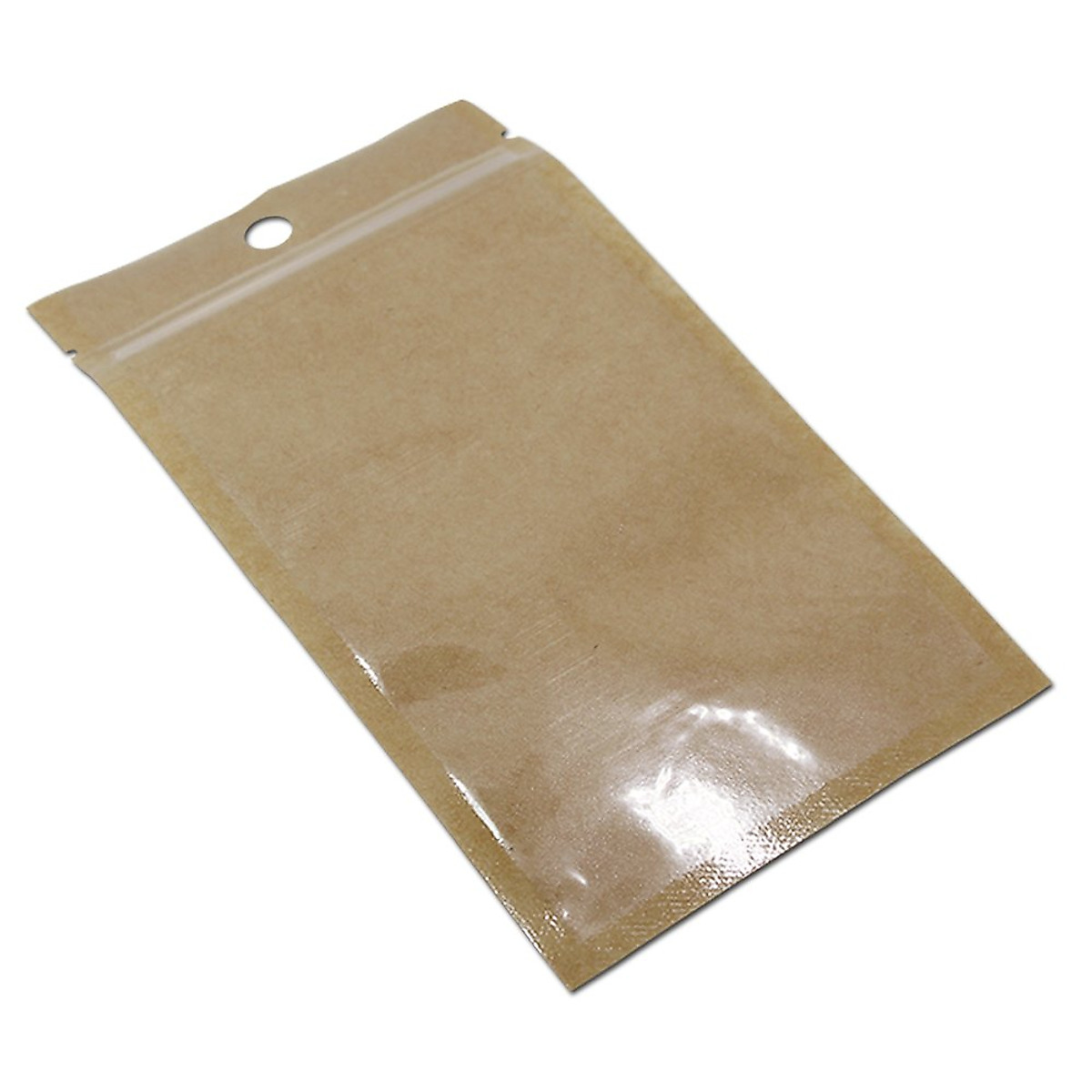FERENLI 100Pcs Clear Brown Kraft Paper Plastic for Zip Reclosable Bag Lock Flat Heat Sealable Smell Proof Packaging Bags Zipper Lock Coffee Plastic Bags (9x15cm (3.5x5.9 inch))