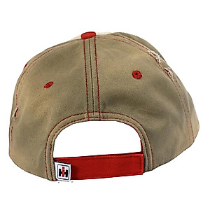 540Brands McCormick Farmall Men's Adjustable Baseball Cap, Distressed Tea-Stained with Logo Patch, 6-Panel Hat Brown