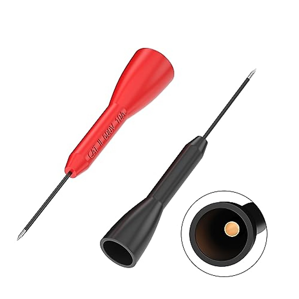 Goupchn Test Probe Set 4PCS 600V/10A Non-Destructive Back Probes and 4PCS Gold-Plated Precision Sharp Probes for 2mm Multimeter Leads Electrical Testing