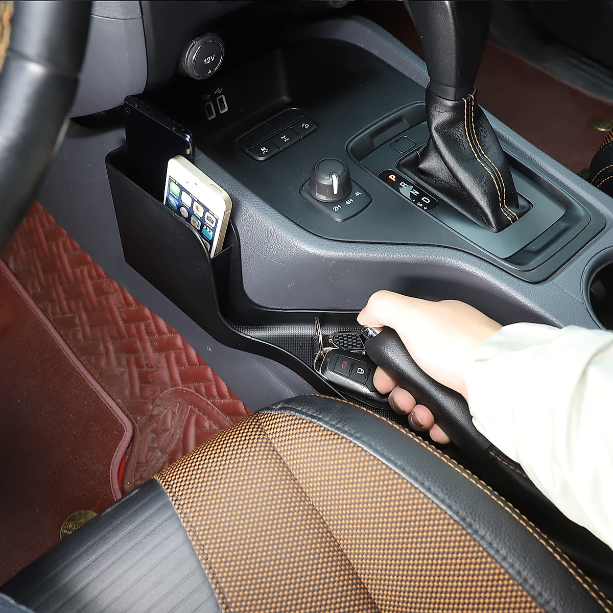 PIUGILH Car Console Organizer, Storage Box Center Console Organizer Tray Console Side Pocket Organizer Phone Storage for Ford Ranger Wildtrak 2015-2021