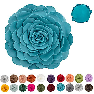 Fennco Styles Eva's Flower Garden Decorative Throw Pillow Cover 13" Round - Red Floral Accent Pillow Case for Home, Couch, Bed, Living Room, Holiday and Office Décor