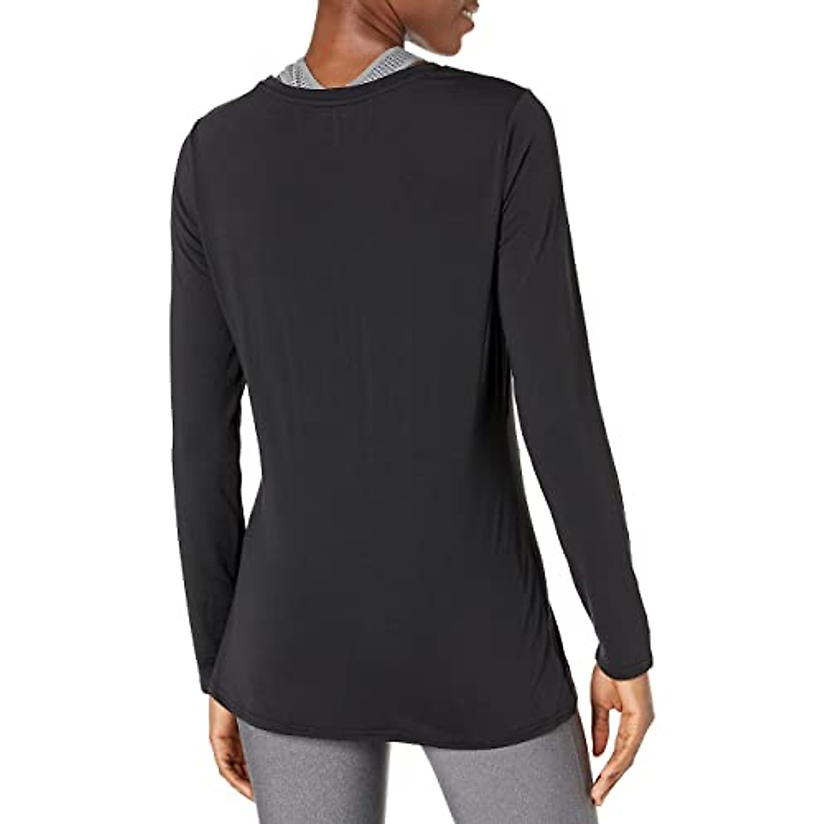 Amazon Essentials Women's Tech Stretch Long-Sleeve T-Shirt (Available in Plus Size), Black, Large