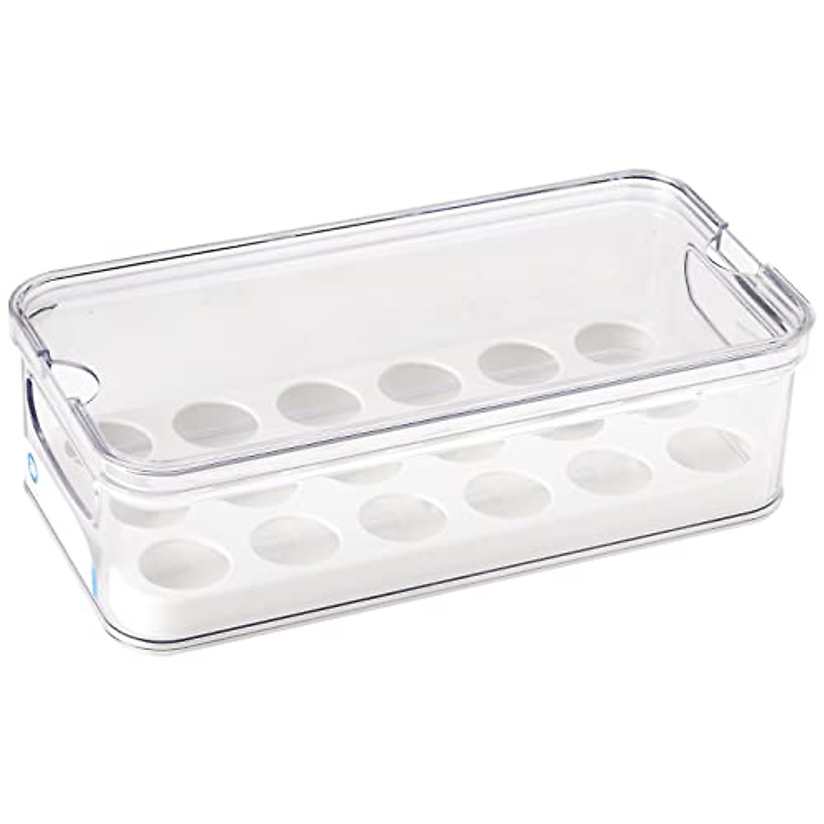 iDesign 18, Stackable BPA- Plastic Eggs, Portable Storage Box for Fridge or Kitchen Cupboard, Clear/White, 32.3 cm x 16.1 cm x 9.9 cm