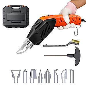 RONGTER Electric Hot Knife Air-cooled Rope Fabric Foam Cutter with 8 Blades Hot Knife, Foam Cutter Cutting Tool for Cloth Ropes Belts Net Tube Foam Board Kt Board Leather Canvas