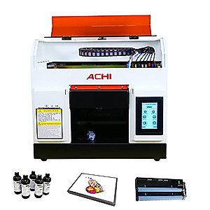 Ovsuqu A4 L800 UV Printer A4 UV Printer Flatbed for Wood, Fabrics,Leather, Bottle,Metal,Golf, Phone case Printing with 5x500ML UV Ink