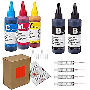 JetSir 4 Color Ink Refill kit for HP 950 951 932 933 60 61 952 902 901 62 63 21 22 920 940 934 564 711 970 971 94 95 96 Ink Cartridge (2 Black 1 Cyan 1 Magenta 1 Yellow) 100ML x5 Bottle with Syringe