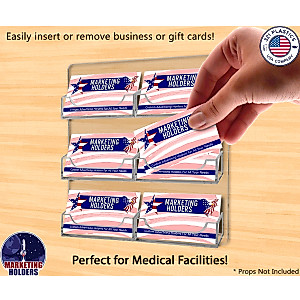 Marketing Holders Wall Business Card Holder with Hanging Hardware for 3.5" x 2" Horizontal Gift or Appointment Cards 6 Pocket Clear Acrylic Take One ID Badge Display Rack