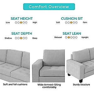 FANCUF Sectional Corner Sofa L-shape Couch Space Saving with Storage Ottoman Cup Holders Design for Large Space Dorm Apartment