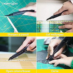 MANUFORE 5 Pack 9mm Snap-Off Knife 30 Degree Film Cutting Knife Box Cutter for Wallpaper, Paper, Crafts, Cartons