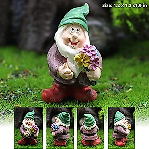 PEATOP Fairy Garden Accessories,Miniature Gnome Figurines Set of 7, Garden Gnome Figurines for Plant Pots Decor, Home Decoration,Fairy Garden