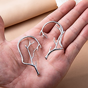 LOREMOW Ear Clips Earrings for Women Ear Cuffs Non Piercing Ear Wrap Branch Leaf Clip On Cartilage Helix Earrings Silver