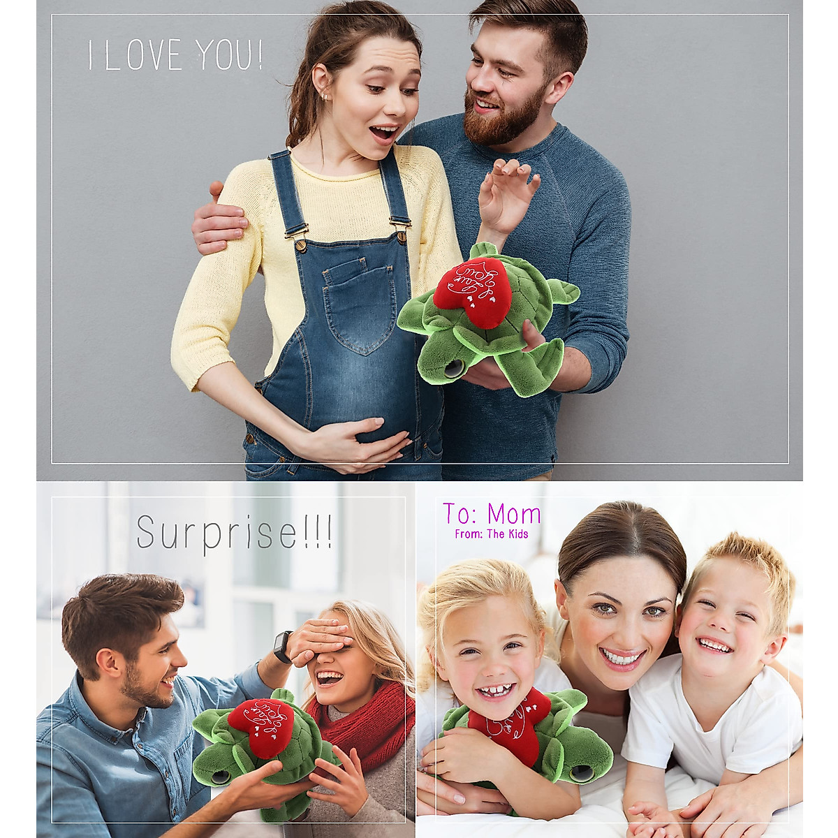 DolliBu I Love You Valentine Plush Big Eye Sea Turtle - Cute Turtle Stuffed Animal with Red Heart and Name Personalization Gift for Valentines Day, Birthday, Anniversary, Romantic Date - 6 Inches