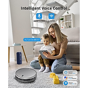 Robot Vacuum and Mop Combo, 2 in 1 Mopping Robot Vacuum Cleaner with Schedule, Wi-Fi/Voice/App, Strong Suction, Ease of Use, Self-Charging Robotic Vacuum, Slim, Ideal for Hard Floor, Pet Hair, Carpet