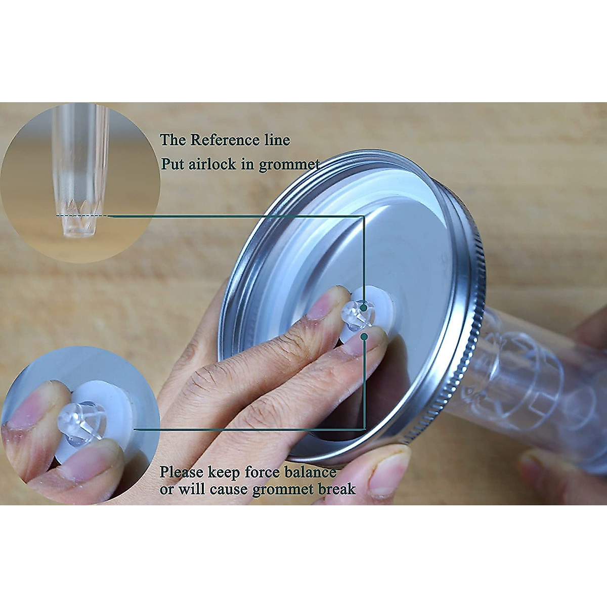 Jillmo Stainless Steel Fermentation Lids with Glass Weights for Wide Mouth Mason Jars (Jars Not Included)