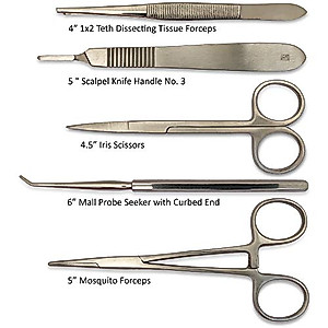Dissection Kit - 20 Pieces for Anatomy Biology Lab Experiment with Scalpel Blades, Two Pairs Large Gloves, and Organizer Storage Case