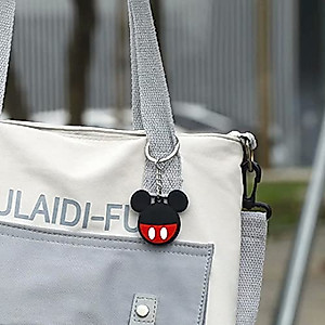 Max-ABC for Apple AirTag Case [2 Pack] Minnie Mickey Mouse Cute Cartoon AirTag Holder Case Soft Silicon Rubber Protective AirTag Cover with Metal Ring Hook for Key/Bag/Pet,A2