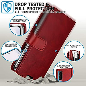 GOOSPERY Mansoor Wallet Designed for Galaxy S20 Case [9 Card Slots+2 Extra Side Pocket] Double Sided Multi-Slot Inner Flap Card Holder Ample Storage Flip Phone Cover - Wine