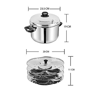 Vinod Professional Idli Stand – 4 Tier Stand – Makes up to 16 Idlis – Easy Cleaning – Stainless Steel Body - Suitable for Indian Cooking – Food Grade Idli Plates for Cooker, Electric Pot, Insta Pot
