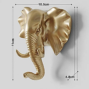 Animal Head Key Hooks Decorative for Wall Creative Resin Hook Hanger (Pack 6) Animal Shaped Coat Hat Hook Wall Hanging Wall Hook Decorative Gift (Gold)
