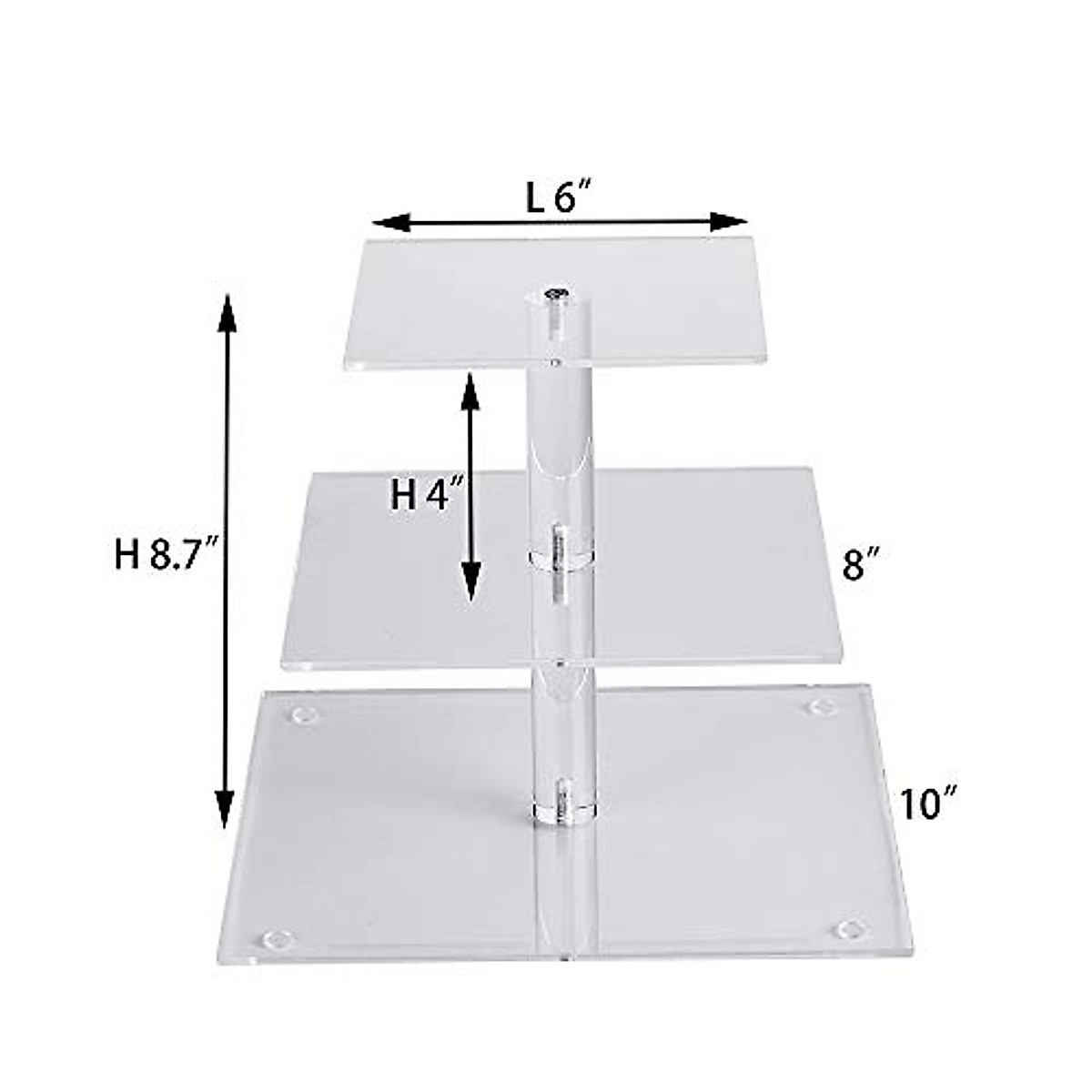 YestBuy 3 Tier Cupcake Stand with Base, Cake Stand, Acrylic Cupcake Tower Stand, Premium Cupcake Holder for 28 Cupcakes, Display for Pastry Wedding Birthday Party (4" Between 2 Layers)