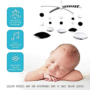 EVERLOVE | Montessori Baby Mobile for Crib - Black and White Mobile Give Visual Stimulation to Engage Your Newborn - for Boys & Girls