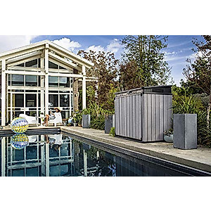 Keter Elite Store 4.6 x 2.7 Foot Resin Outdoor Storage Shed with Easy Lift Hinges, Perfect for Trash Cans, Yard Tools, and Pool Toys, Grey