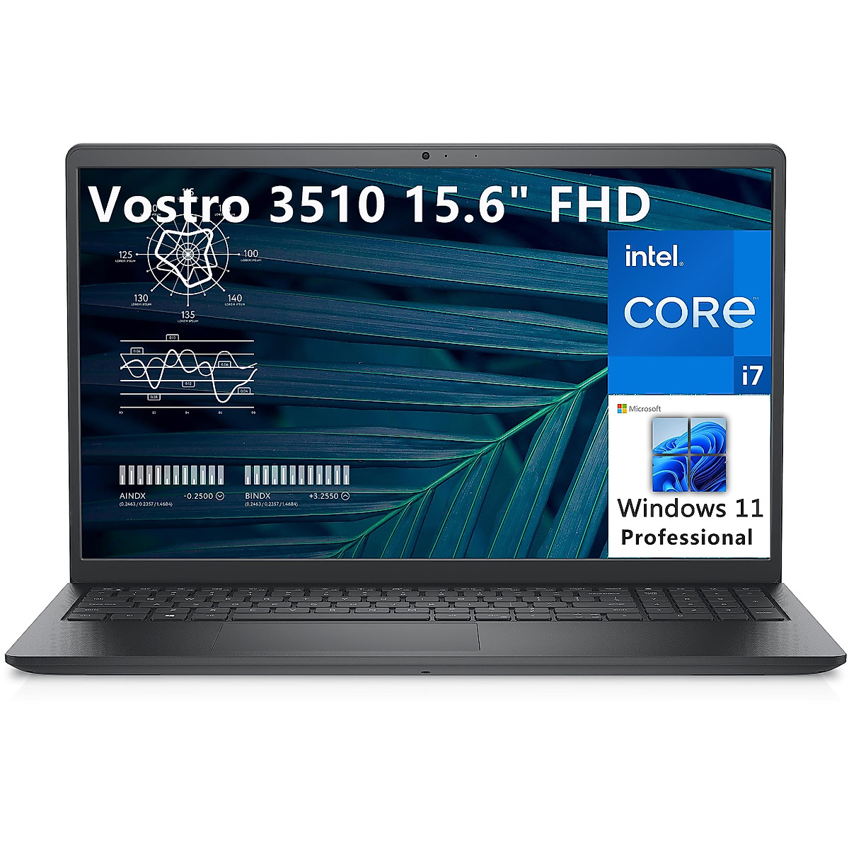 Dell Vostro 3510 Business Laptop, 15.6" FHD Computer, Intel Quad-Core i7-1165G7 up to 4.7GHz, 32GB DDR4 RAM, 1TB PCIe SSD, 802.11AC WiFi, Bluetooth, Carbon Black, Windows 11 Pro