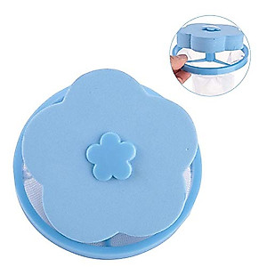 Strnek Washing Machine Blossom-Shape Flower Washing Machine Hair Removal Laundry Ball Floating Filter Mesh Bag(Blue)
