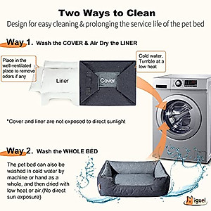 Miguel Denim Tough Dog Bed for Medium Dog with Washable Removable Cover - Durable Pet Bed Large Cats Zipper Bolster Cuddle Puppy Bed with Supportive Side Wall Slip-Resistant Bottom, Blue 30 Inch