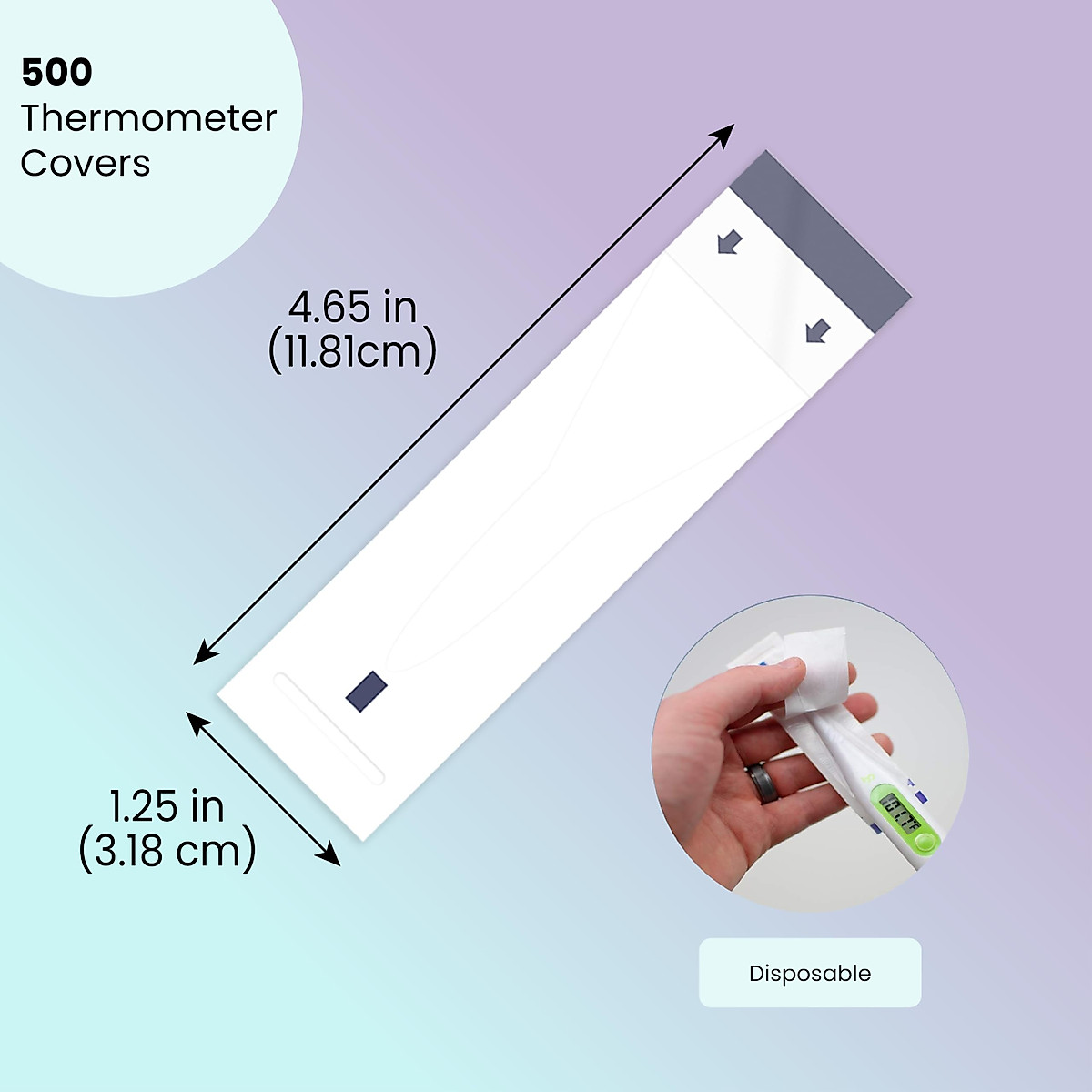 500 Pack Probe Covers for Oral & Digital Thermometer - Heavy Duty Disposable Sleeves for Safe & Sanitary Prevention of Cross-Contamination - Universal - Rectal Thermometer Covers