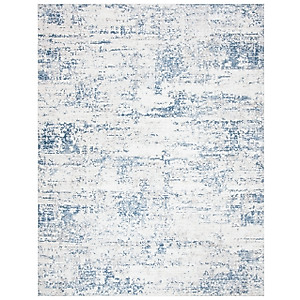 SAFAVIEH Amelia Collection Area Rug - 8' x 10', Ivory & Blue, Modern Abstract Design, Non-Shedding & Easy Care, Ideal for High Traffic Areas in Living Room, Bedroom (ALA700A)