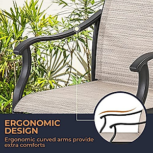 HAPPATIO 7 Piece Patio Dining Set,Outdoor Dining Set,Patio Furniture Sets,2 Swivel Dining Chairs,4 Reg.Dining Chairs,Textilene Furniture Set for Patio,Yard,Pool (Khaki)