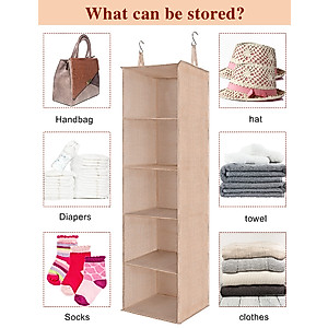 COSIFO 8-Shelf Hanging and Storage with 2 Drawers, 3-Shelf and 5-Shelf Separable Closet Organizers and Storage, Pink Collapsible Hanging Closet Shelves, Baby Nursery Storage Closet Organizer