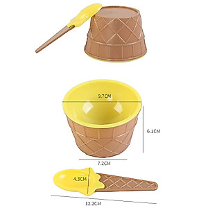 CheeseandU 12Pack Kids Ice Cream Bowl Spoon Set Safe Durable Plastic Candy Color Lovely Dessert Bowl Yougurt Cup DIY Ice Cream Tools Summer Festive Party Favor Kids Gift(24pcs)