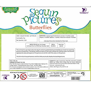 ToyKraftt Toddler Butterfly Art and Craft Kit for 3 to 5 Year Olds, Peel and Stick Pictures, Gifts for Boys Girls - Sequin Pictures Butterflies