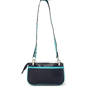 Western Rhinestone Embroidery Wallet Crossbody Clutch Bag Purse in Multi-Way (Black Turquoise Buckle)