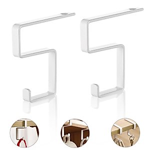 Kwude 2-Pack Aluminium Alloy Nail-Free Hooks for Student Desks, Multi-Purpose Office Bag and Clothes Hooks