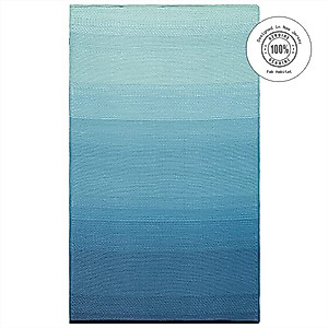 Fab Habitat Outdoor Rug - Waterproof, Fade Resistant, Crease-Free - Premium Recycled Plastic - Ombre - Patio, Deck, Porch, Balcony, Laundry Room - Big Sur - Teal - 4 x 6 ft